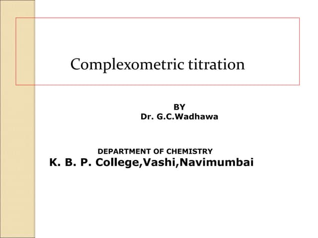 Types of complexometric titration | PPTX