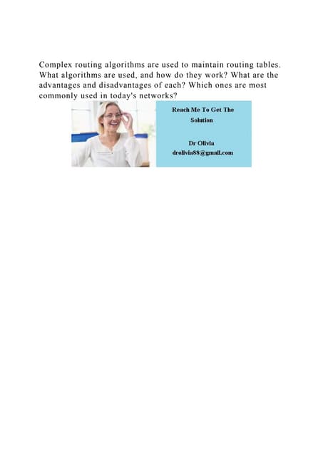 Complex Routing Algorithms Are Used To Maintain Routing Tables Whdocx