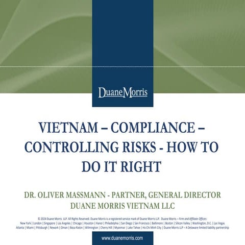 VIETNAM – COMPLIANCE – CONTROLLING RISKS - HOW TO DO IT RIGHT | PPT