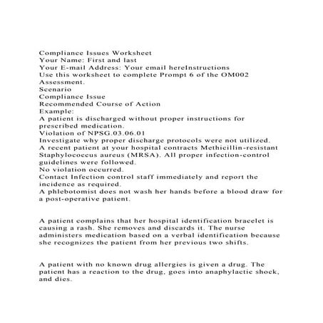 Compliance Issues WorksheetYour Name First and lastYour E-m.docx