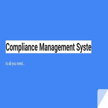 Compliance Management System | PPTX
