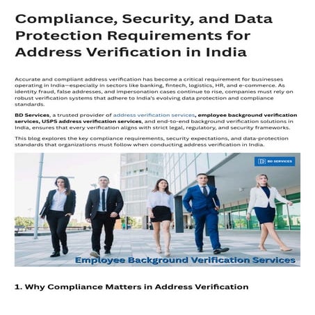 Compliance, Security, and Data Protection Requirements for Address ...