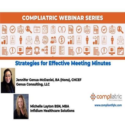 Compliatric webinar series strategies for effective meeting minutes | PPT
