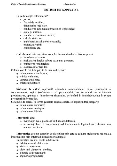 Proiect la Info/ COMPONENTELE CALCULATORULUI | PPT