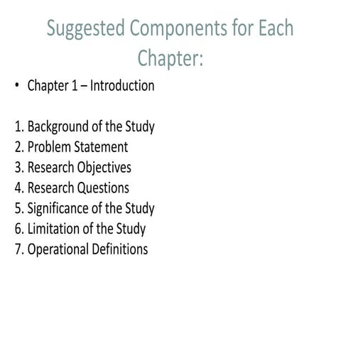 Sample of slides- Components for each chapter | PPTX | Postgraduate ...