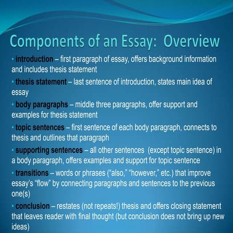 Components of an Essay: Overview | PPTX