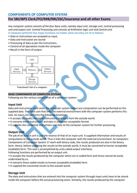 Block diagram of a computer | PPT