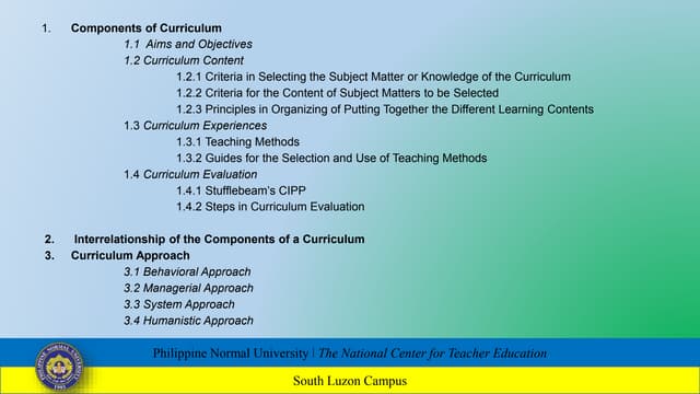 Elements/Components of Curriculum | PPTX
