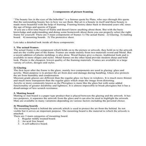 main components of picture framing | PDF