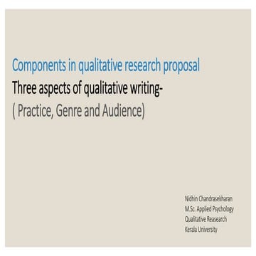 Components in qualitative research proposal Three aspects of ...