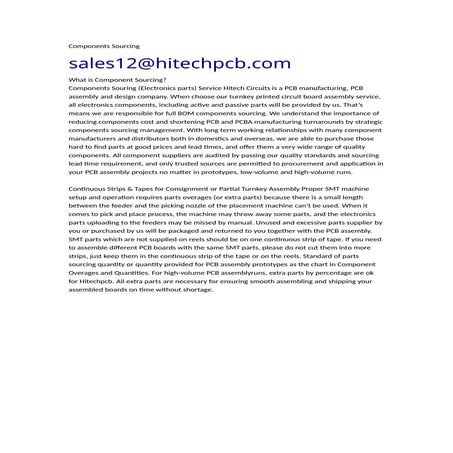 Components Sourcing, Electronic parts supplier - Hitech Circuits Co., Limited | PDF