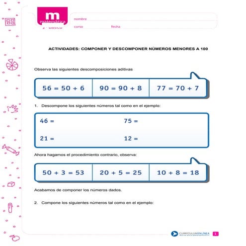 Componer y descomponer números hasta el 100 | DOC