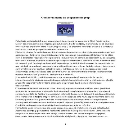 Comportamente de cooperare in grup | DOCX