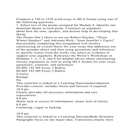 Compose a 750 to 1250 word essay in MLA format using one of .docx