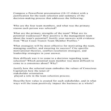 Compose a PowerPoint presentation (10-12 slides) with a justificatio.docx