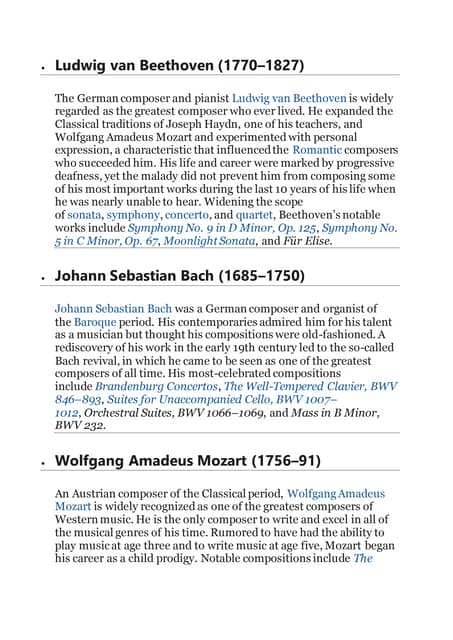 Composers of the Romantic Period | PPT