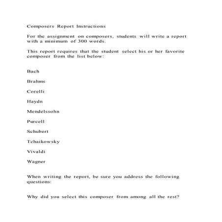 Composers Report InstructionsFor the assignment on composers, st | DOCX