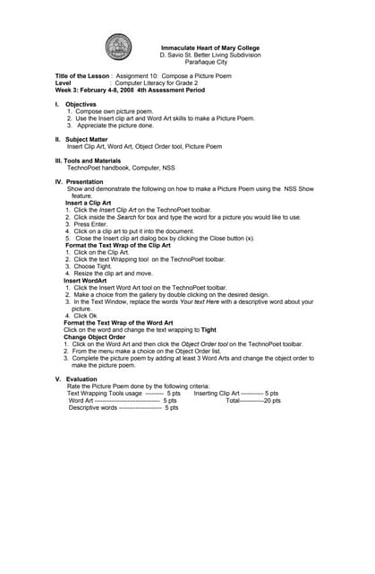 Composing A Descriptive Poetry | DOC