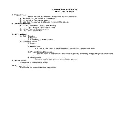 Composing Descriptive Poetry | ODT