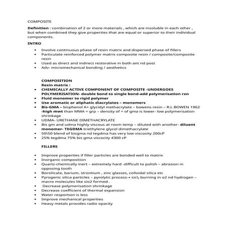COMPOSITE notes word document dental material | DOCX