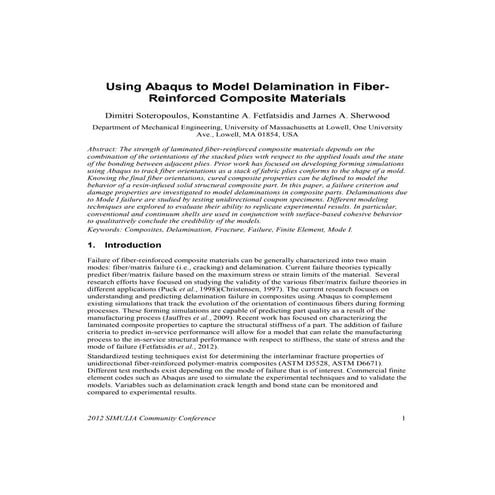 Using Abaqus to Model Delamination in Fiber- Reinforced Composite Materials | PDF