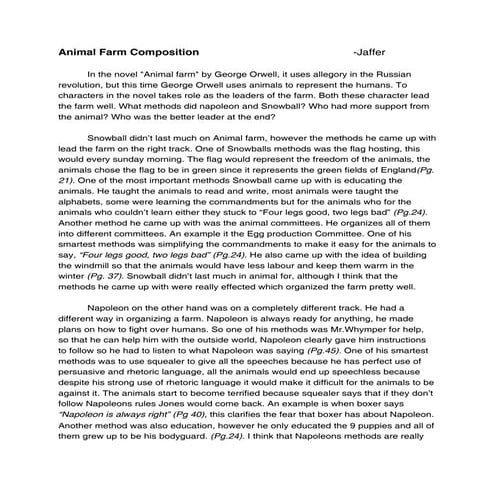 Animal Farm Composition | DOCX