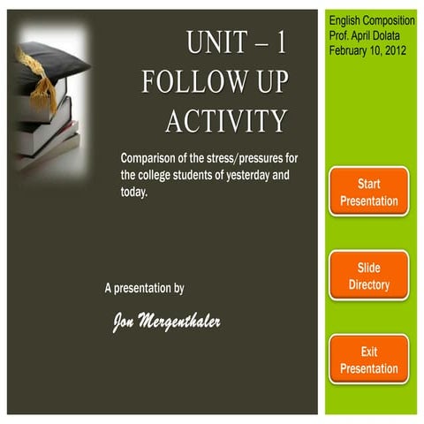 English Composition, Unit 1 follow up activity on William Zinsser | PPT