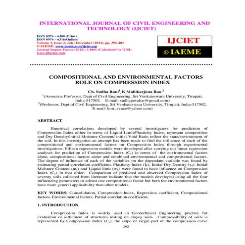 Compositional and environmental factors role on compression index | PDF ...