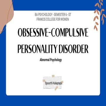 OCD - Obsessive Compulsive Disorder - Abnormal Psychology - BA Semester ...