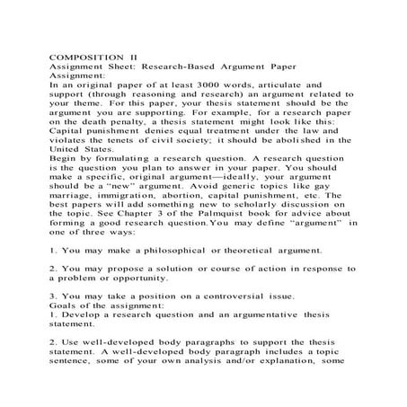 COMPOSITION IIAssignment Sheet Research-Based Argument PaperA | DOCX