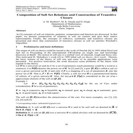 Composition of soft set relations and construction of transitive | PDF