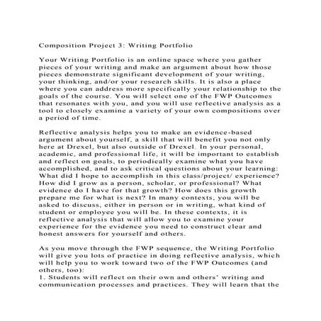 Composition Project 3 Writing PortfolioYour Writing Portfolio.docx