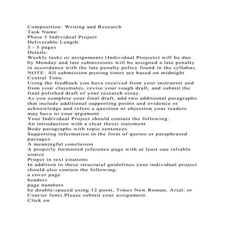 Composition Writing and ResearchTask NamePhase 5 Individual Pr.docx