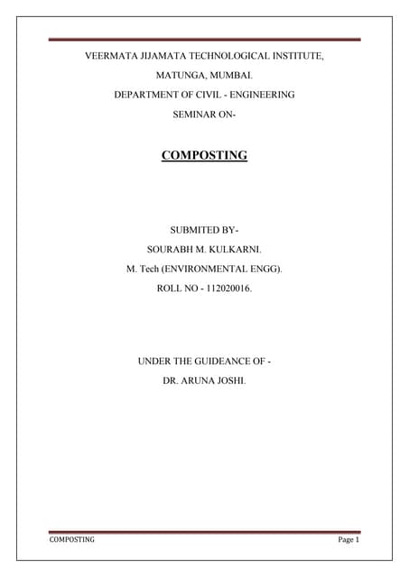 A self study report on topic biocomposting | PPT
