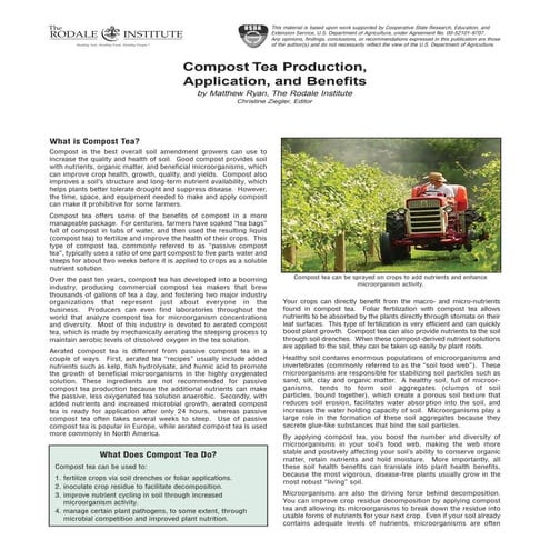 Compost Tea Production, Application, and Benefits | PDF