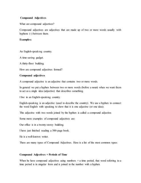 Compound adjectives pp | PPT