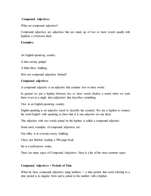 Compound Adjectives.pptx presentation English | PPTX