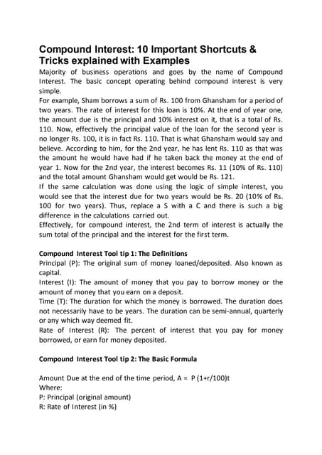 Simple and compound interest (1) | PPTX | Stocks and Bonds | Personal Investing