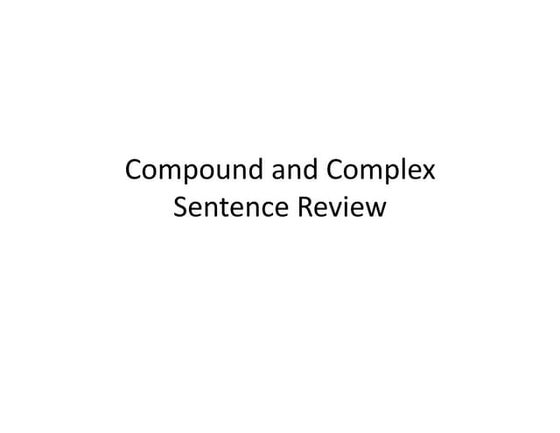 English (Compound and Complex Sentence) | PPTX