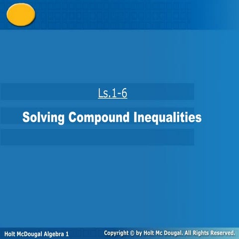 Compound Inequalities.pptx Gr 7,8 Algebra 1 | PPTX