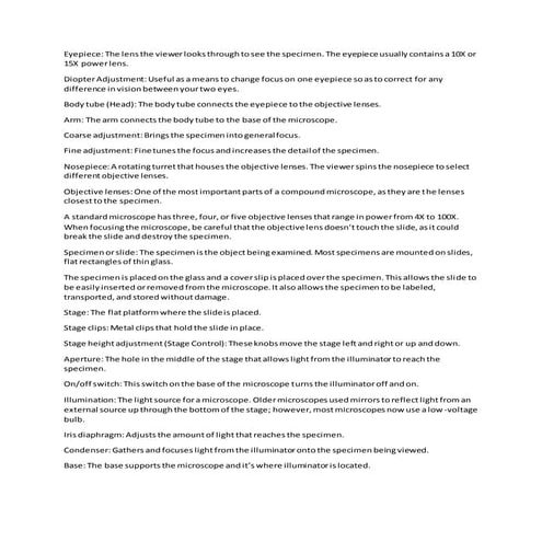 Compound microscope functions | DOCX