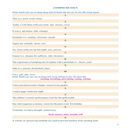 Compound noun exercise | DOC