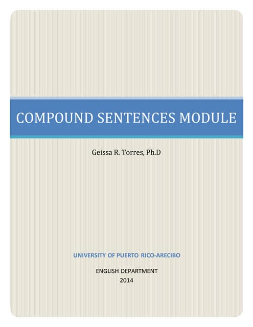 Simple & Compound Sentences PPT | POTX