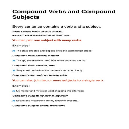 Compound verbs and subjects | PDF