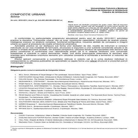 Compozitie Urbana - Seminar & Metodologie Referat | PDF