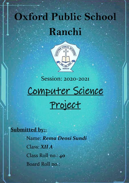 Cbse Class 12 Computer Practical Python Programs And Mysql Pdf