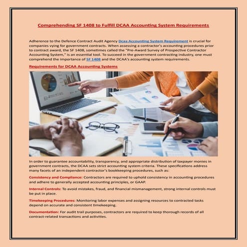 Comprehending SF 1408 to Fulfill DCAA Accounting System Requirements ...