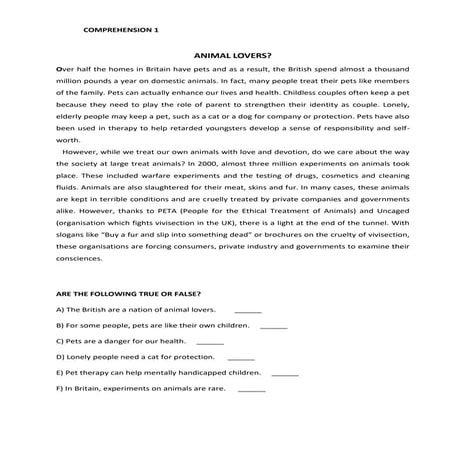 reading comprehension for lower secondary | DOCX