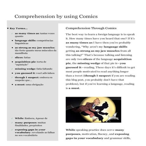 Comprehension by using comics | PDF