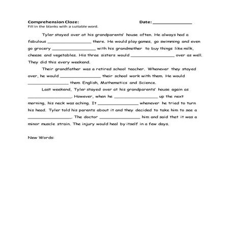 Comprehension cloze | PDF